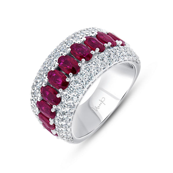 Uneek Precious Collection Multi-Row Oval Shaped Ruby Anniversary Ring ...