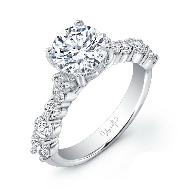 Uneek Round Diamond Non-Halo Engagement Ring with Graduated Melee Diam ...